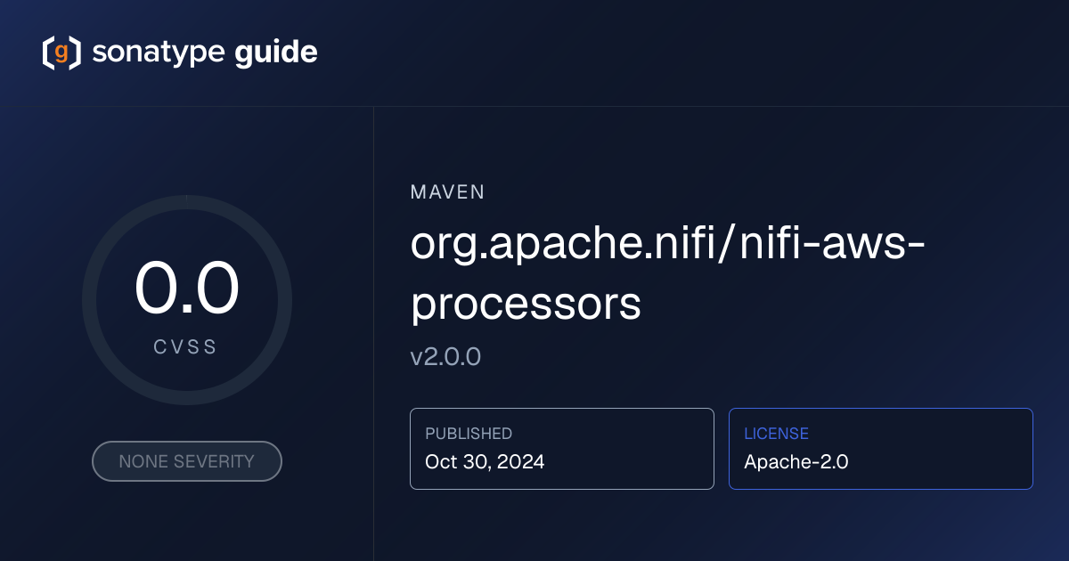org.apache.nifi/nifi-aws-processors 2.0.0… | Sonatype Guide